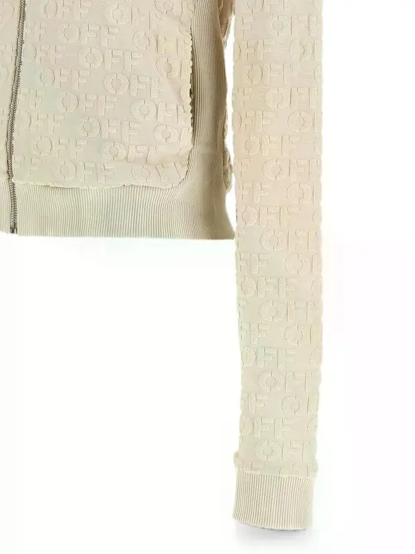 Off-White Terry Off Logo-jacquard Zip-up Hoodie