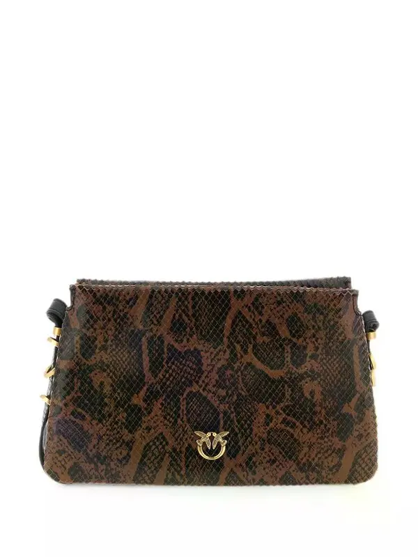 Pinko Love Birds Python-print Leather Crossbody Bag - Brown