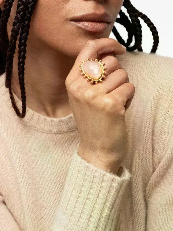 Sylvia Toledano Pink Quartz Dot Ring - Gold