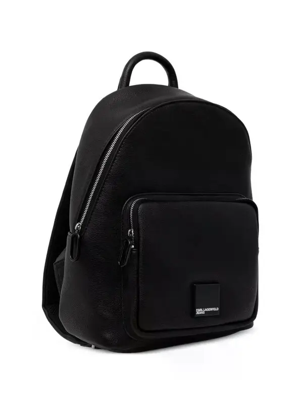 Karl Lagerfeld Logo Plaque Pebbled Effect Backpack - Black