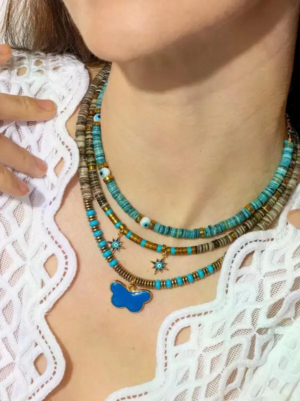 HIJAS DE PUKA Beaded Butterfly Pendant Necklace