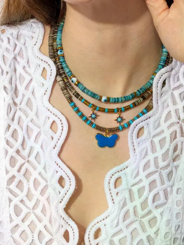 HIJAS DE PUKA Beaded Butterfly Pendant Necklace