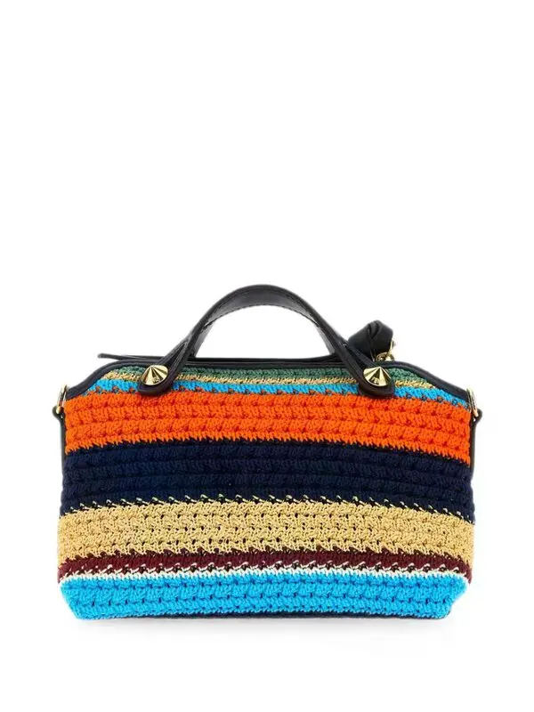 Fendi By The Way Striped Crochet Tote Bag