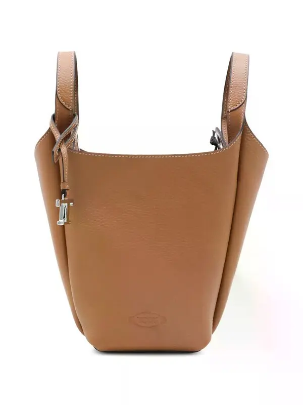 TOD'S Logo-embossed Leather Bucket Bag - Brown