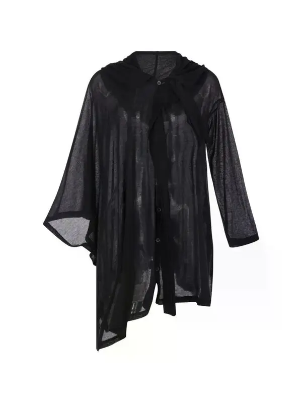 Yohji Yamamoto Asymmetric-hem Hooded Jacket - Black