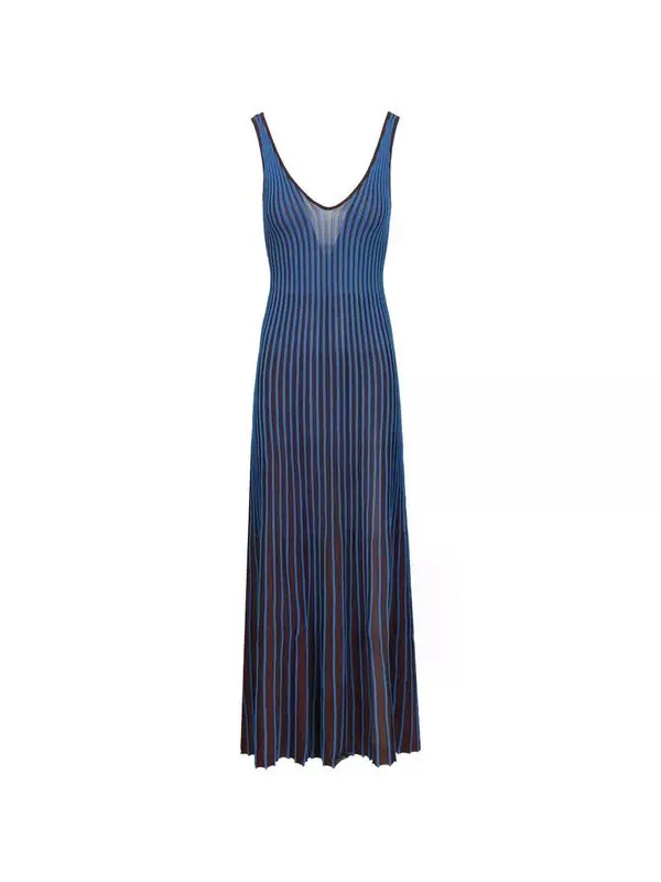 Staud Stripe-pattern Midi Dress - Blue
