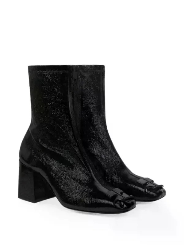 COURREGES Reedition Vinyl Ankle Boots With Logo Plaque - Black