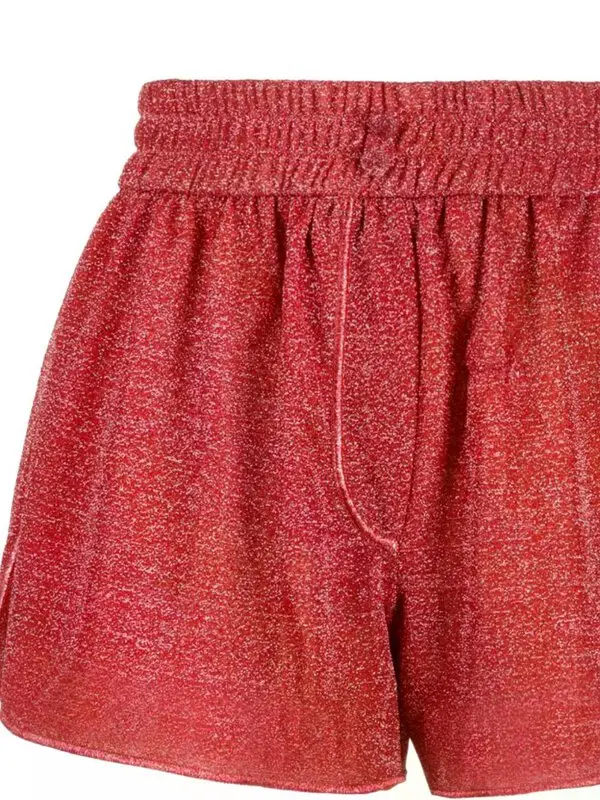 Oseree Glitter-effect Elasticated-waist Shorts - Red