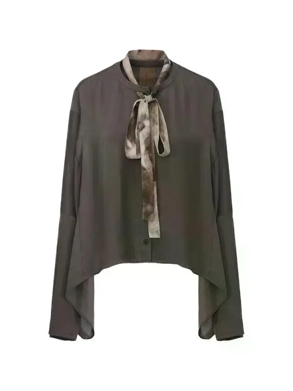 ELYWOOD Detachable Ribbon Crew Neck Shirt