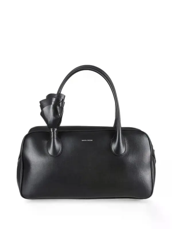 Magda Butrym Brigitte Rose Detail Leather Tote Bag - Black