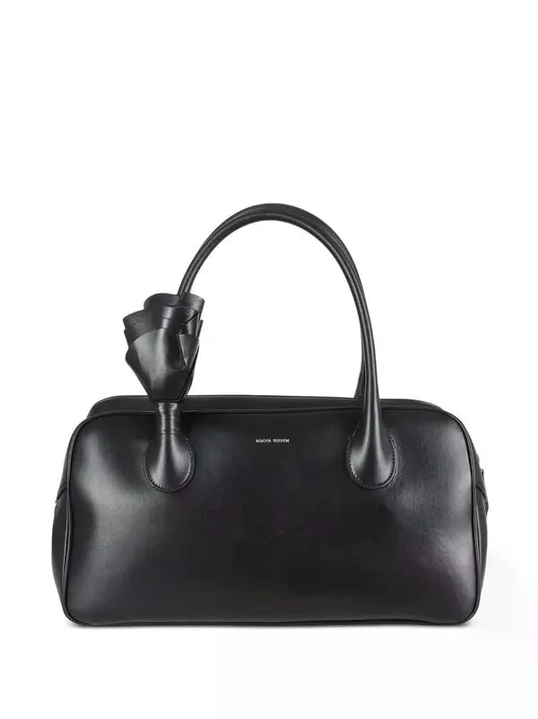 Magda Butrym Brigitte Rose Detail Leather Tote Bag - Black