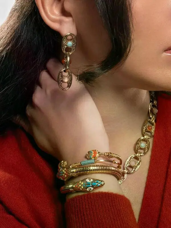 Gas Bijoux Carthage Multi-link Earrings With Cabochon Stones