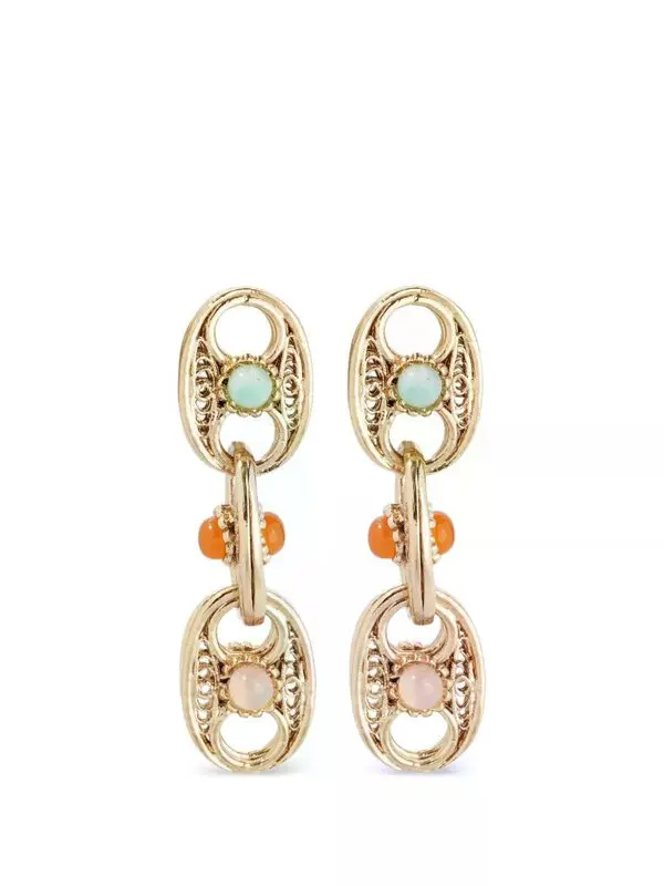 Gas Bijoux Carthage Multi-link Earrings With Cabochon Stones - Gold