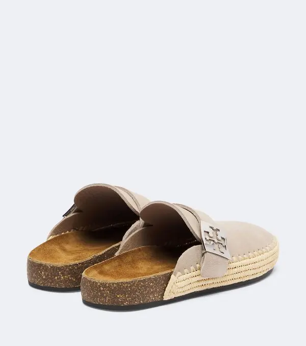Tory Burch Mellow Woven Suede Clogs - Beige