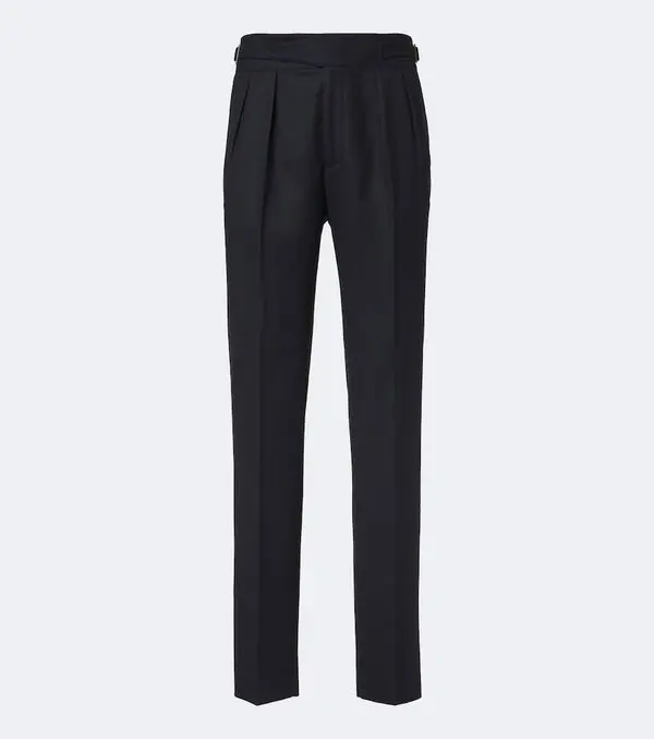 Rubinacci Pleated Virgin Wool Tapered Trousers