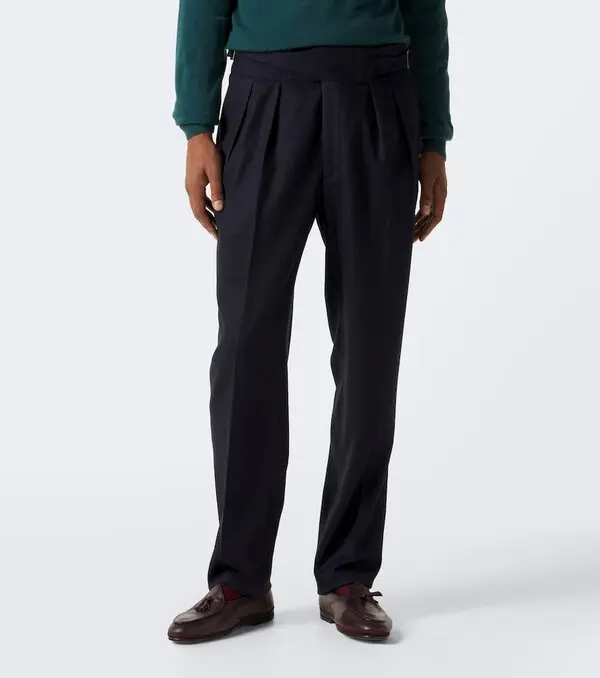 Rubinacci Pleated Virgin Wool Tapered Trousers