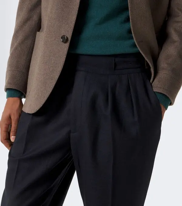 Rubinacci Pleated Virgin Wool Tapered Trousers