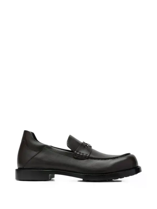 Balenciaga Logo Plaque Leather Loafers - Brown