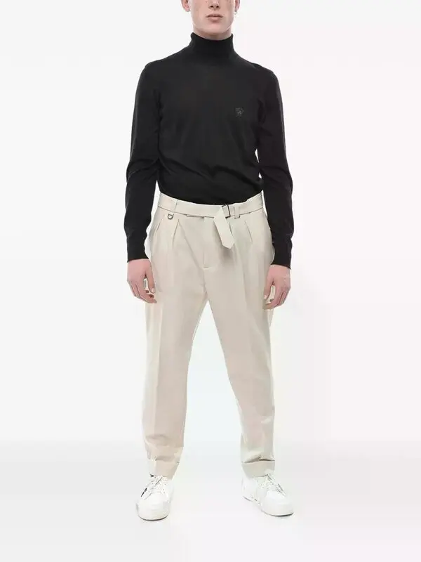 PAOLO PECORA Pleated Belted Trousers - Neutrals