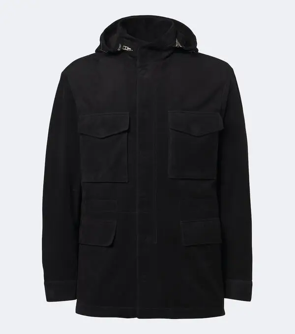 TOM FORD Hooded Suede Field Jacket - Black