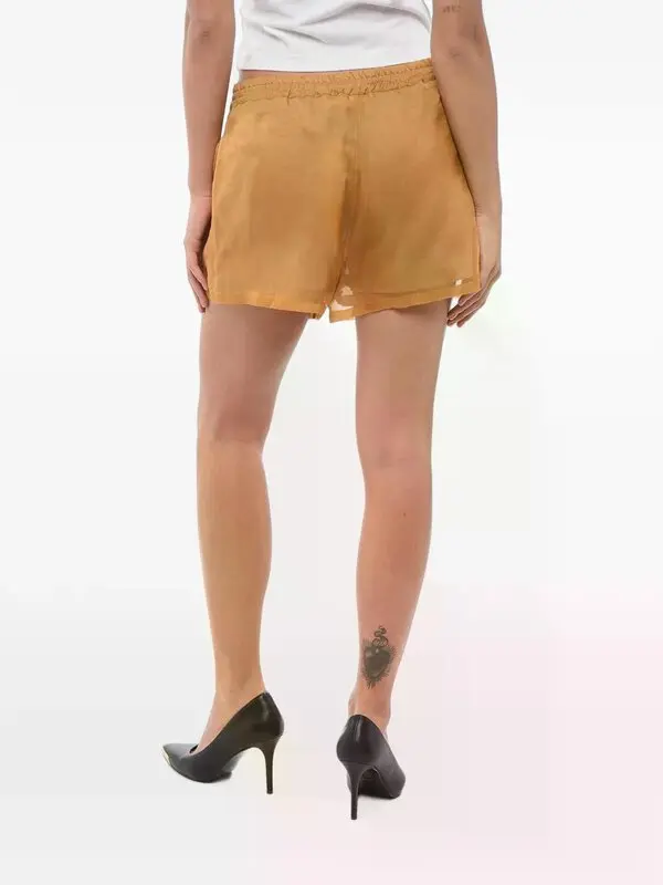 SUPER BLOND Pleated Drawstring Mini Shorts - Brown