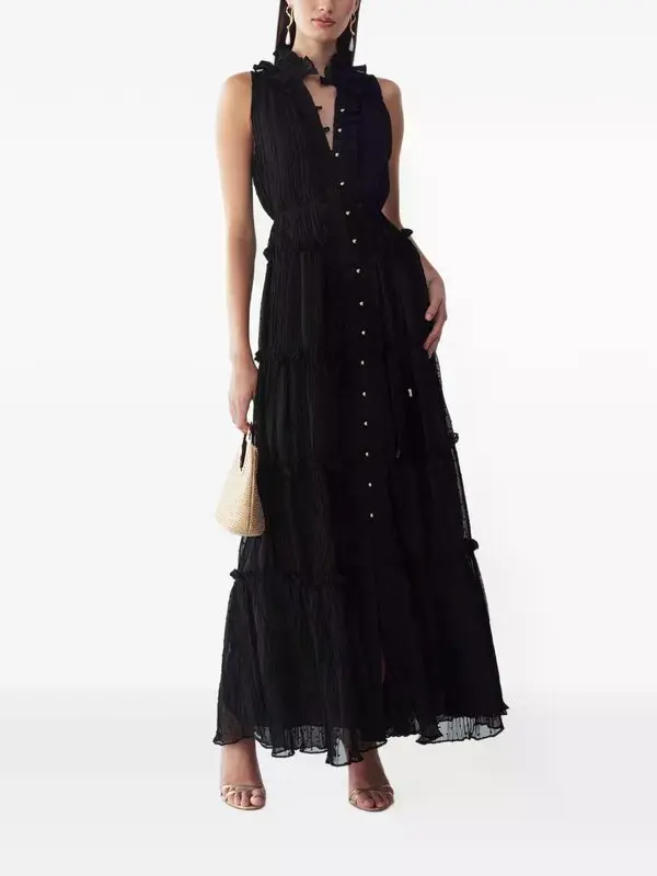 ST MRLO Omaha Ruffled Tiered Maxi Dress - Black