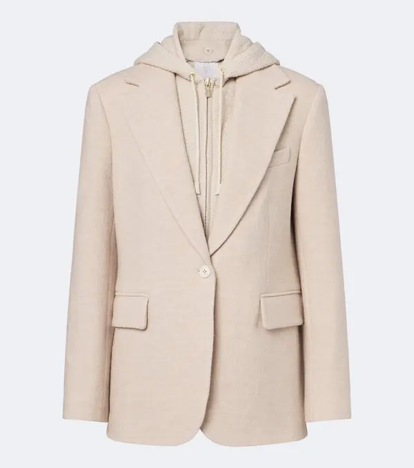 Eleventy Wool Blend Jacket With Drawstring Hood - Beige