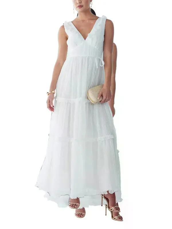 ST MRLO Ruffled Tiered Maxi Dress - White