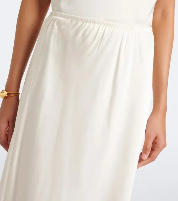 Vince Lace-trimmed Satin Midi Skirt