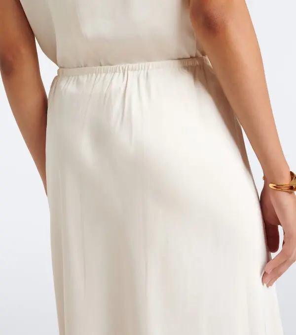 Vince Lace-trimmed Satin Midi Skirt