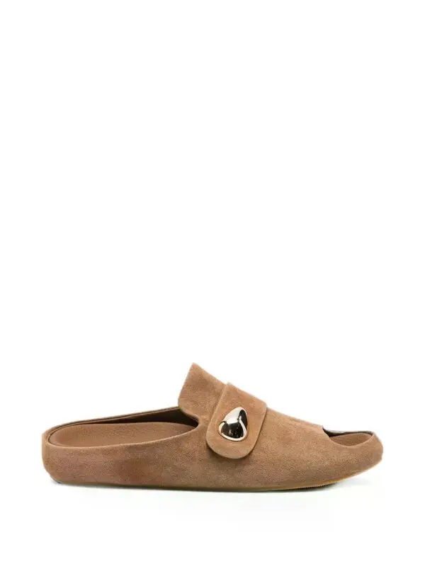 SERGIO MORETTI FIRENZE Embellished Peep-toe Slippers - Brown