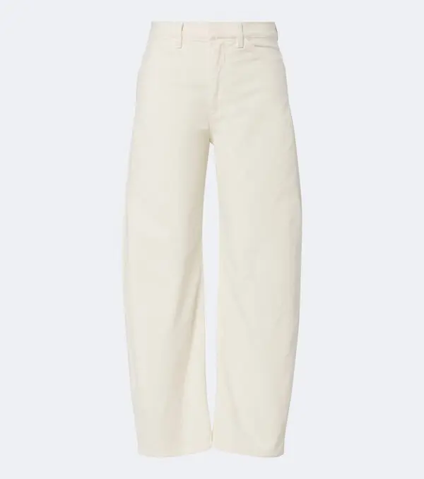 NILI LOTAN Tribeca Cotton-blend Corduroy Barrel-leg Pants In Caffe - White