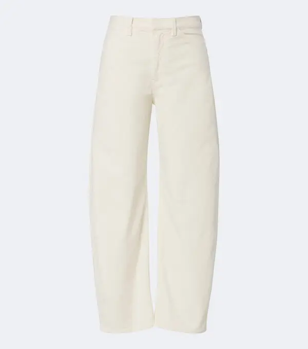 NILI LOTAN Tribeca Cotton-blend Corduroy Barrel-leg Pants - Cream