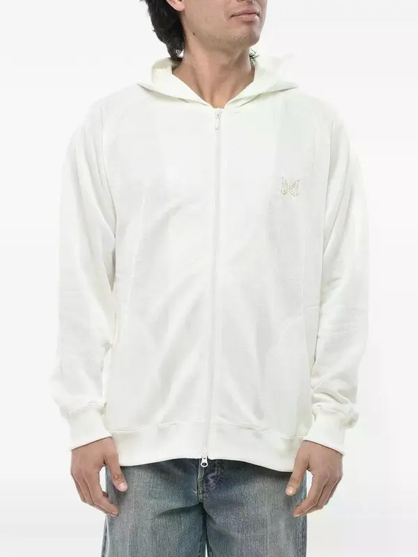 Needles Logo-embroidered Zip-up Hoodie - White