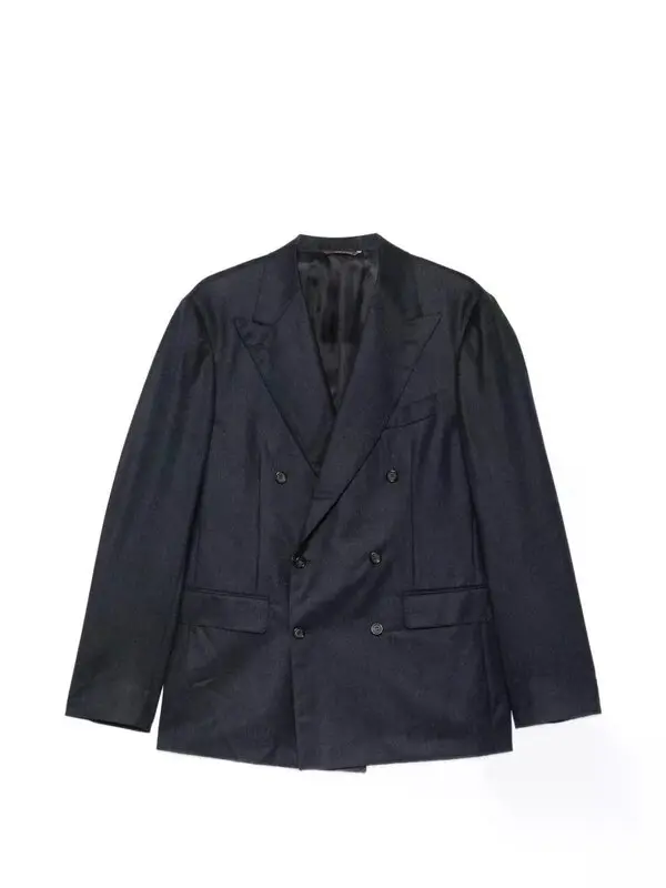 Canali Double-breasted Peak-lapels Wool Blazer - Blue