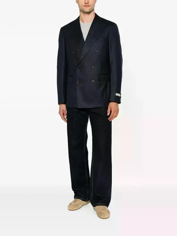 Canali Double-breasted Peak-lapels Wool Blazer
