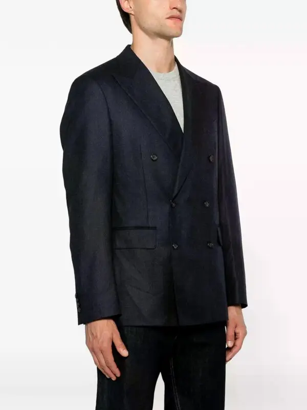 Canali Double-breasted Peak-lapels Wool Blazer
