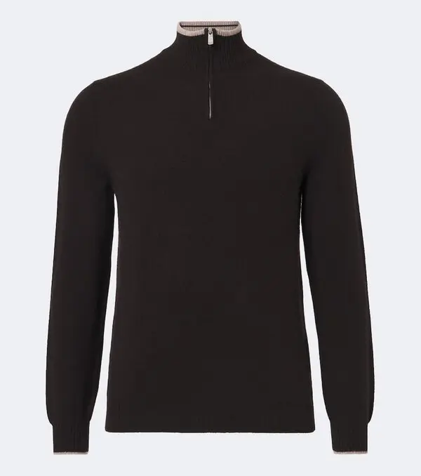 Fedeli Cashmere Half-zip Sweater - Brown