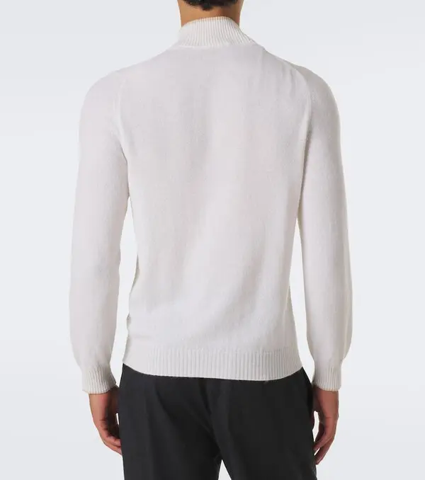 Fedeli Cashmere Half-zip Sweater - White