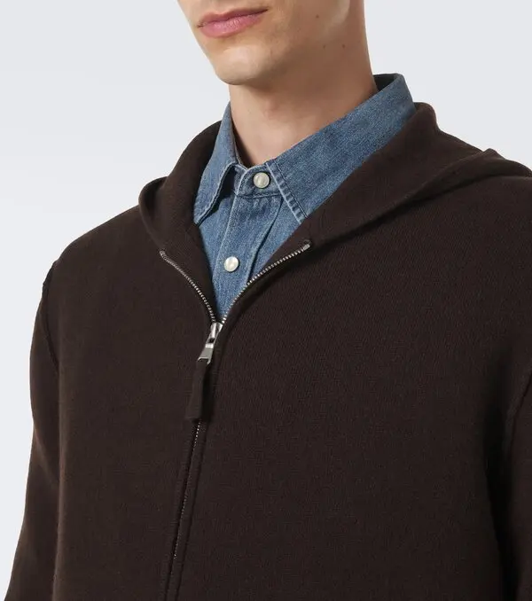ALLUDE Knitted Wool And Cashmere Zip-up Hoodie