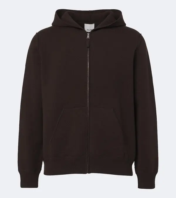 ALLUDE Knitted Wool And Cashmere Zip-up Hoodie - Brown