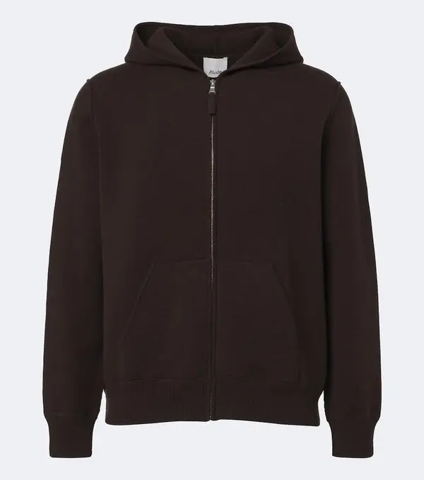 ALLUDE Knitted Wool And Cashmere Zip-up Hoodie - Brown