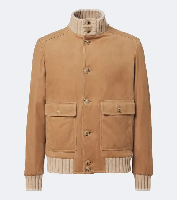 Fedeli Cashmere-trimmed Suede Jacket - Beige