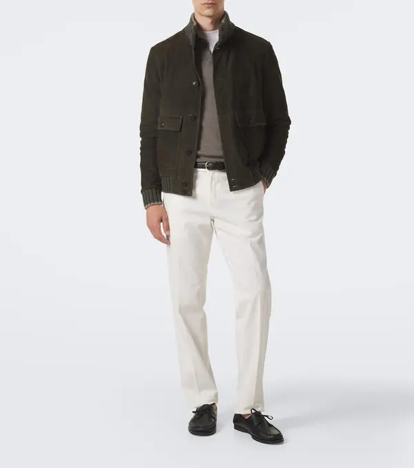 Fedeli Cashmere-trimmed Suede Jacket
