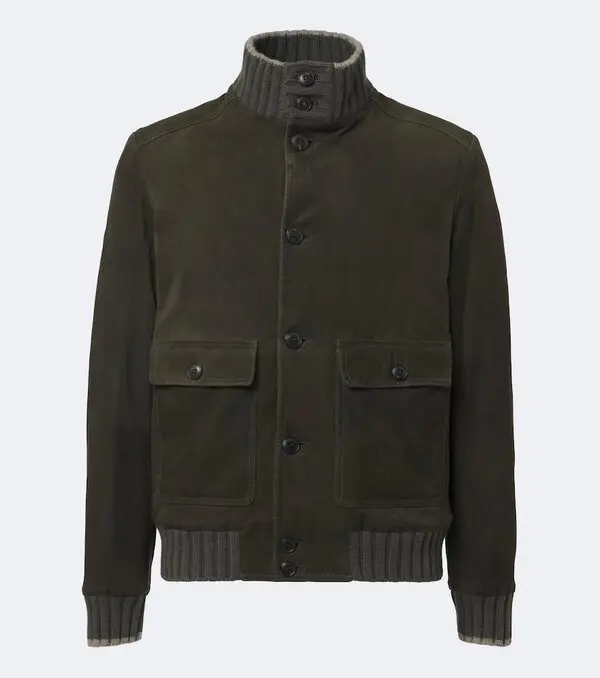 Fedeli Cashmere-trimmed Suede Jacket - Green