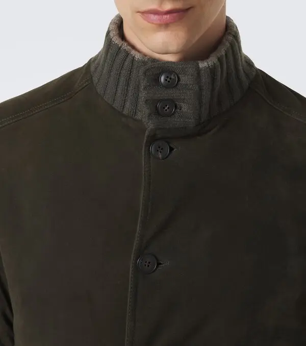Fedeli Cashmere-trimmed Suede Jacket - Green