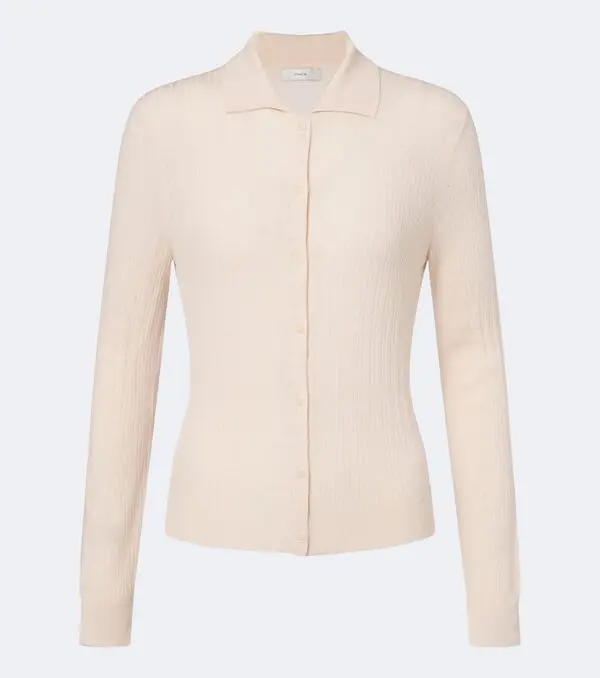 Vince Pointelle Wool Cardigan - Pink