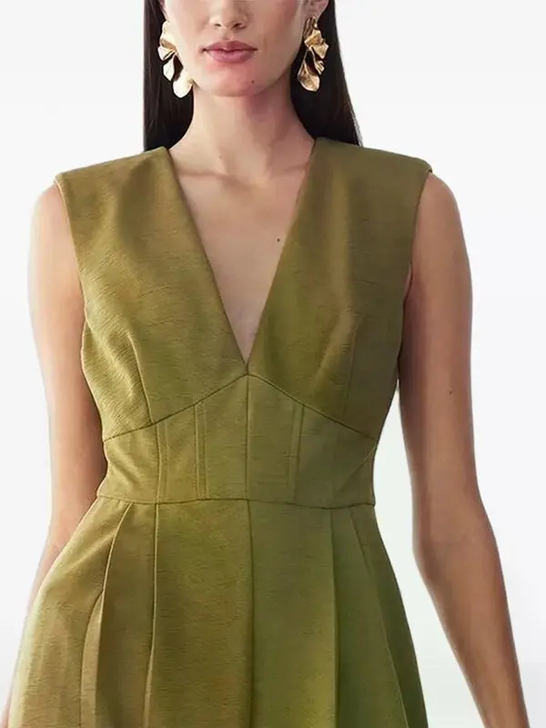ST MRLO V-neck Pleated Jumpsuit - Green
