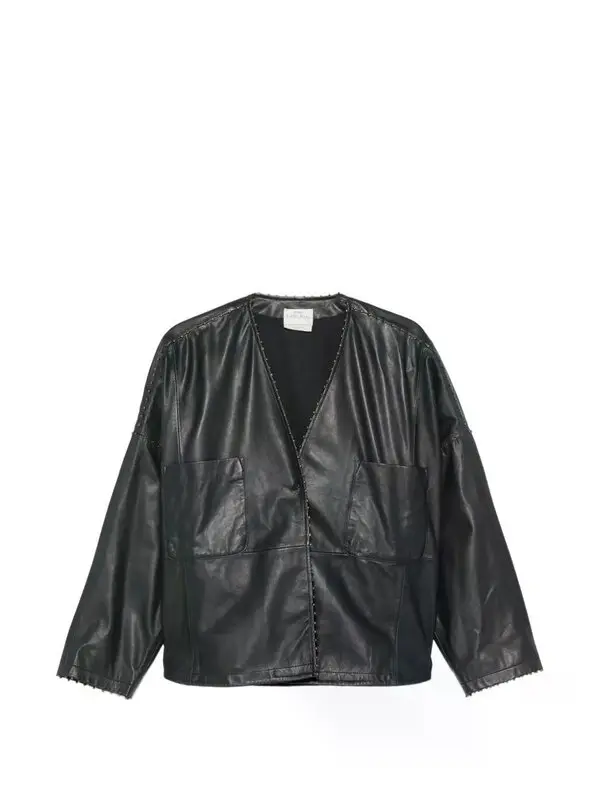 FORTE_FORTE Bead-embellished Leather Jacket - Blue