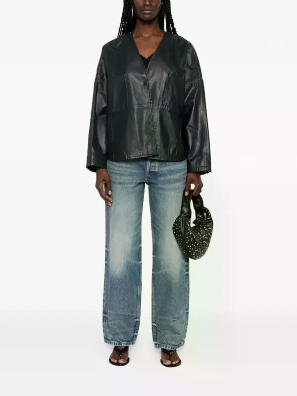 FORTE_FORTE Bead-embellished Leather Jacket